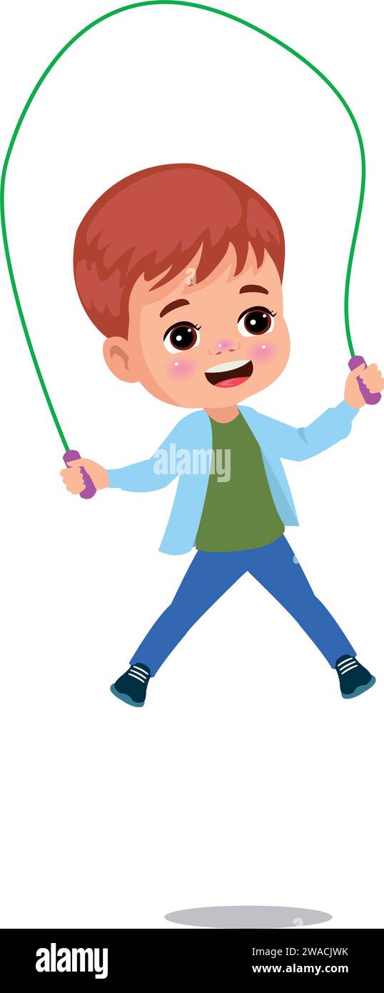 cute and happy kids jumping rope Stock Vector Image & Art - Alamy