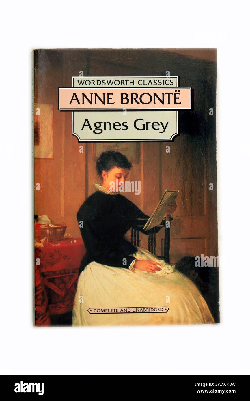 Anne Bronte - Agnes Grey book cover on white background. Studio set up ...