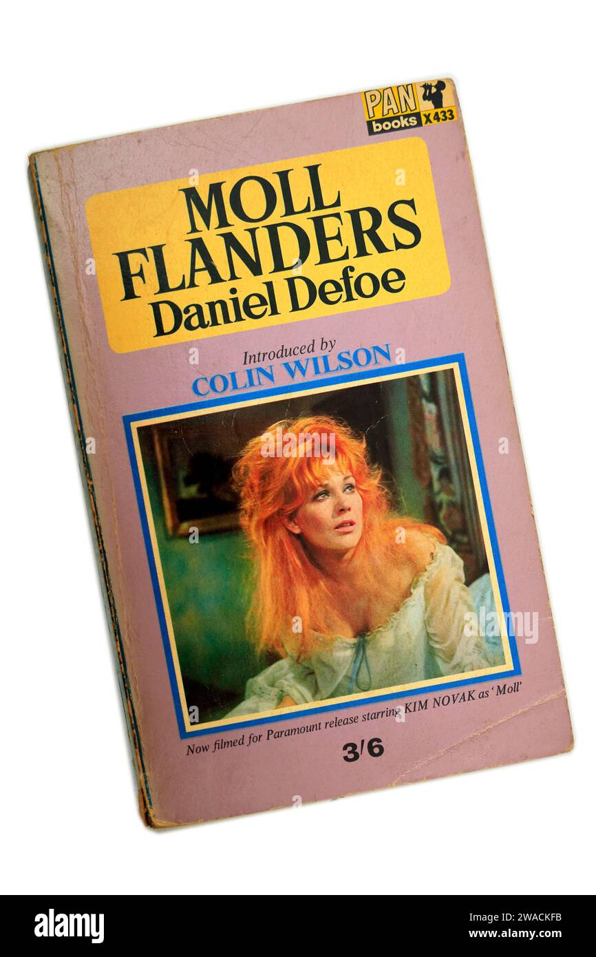 Moll Flanders by Daniel Defoe. Book cover on white background. Studio ...