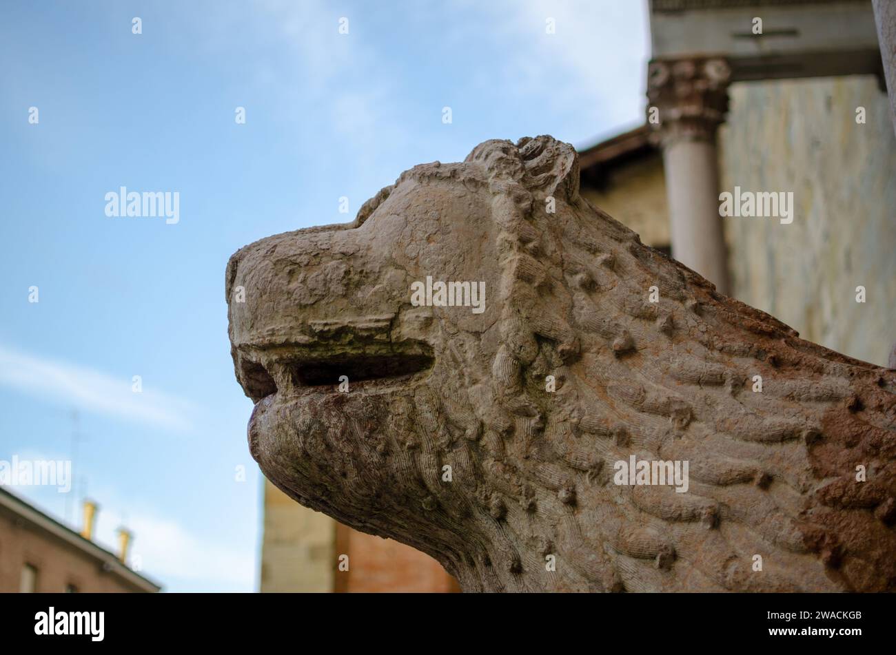 lion head around 1074 AD, art, sculpture, sculptural detail of the ...