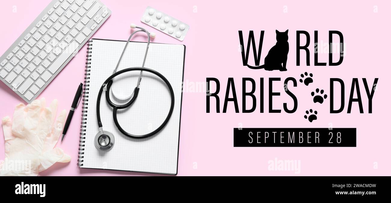 Awareness banner for World Rabies Day Stock Photo - Alamy