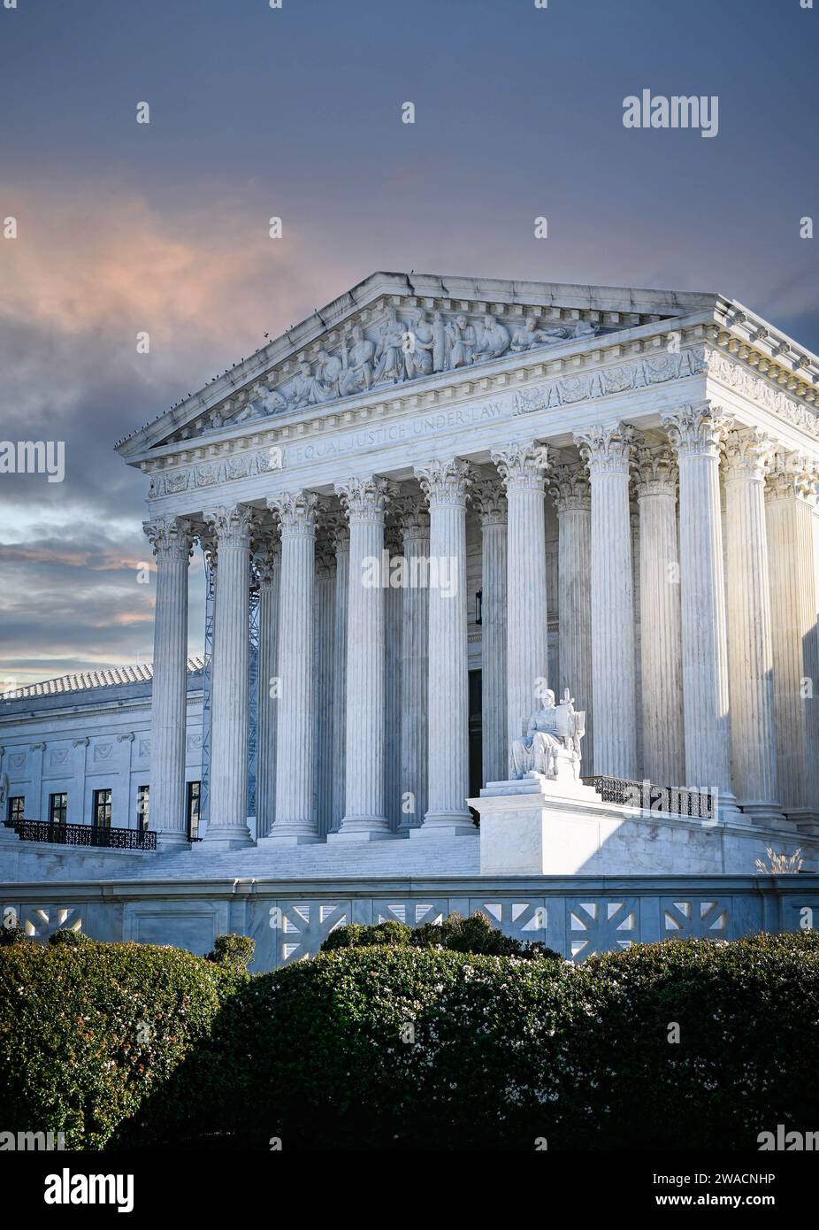 A cloudy and dramatic sky makes the US Supreme Court Building's ...