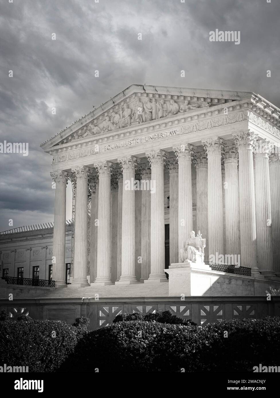 A cloudy and dramatic sky makes the US Supreme Court Building's ...
