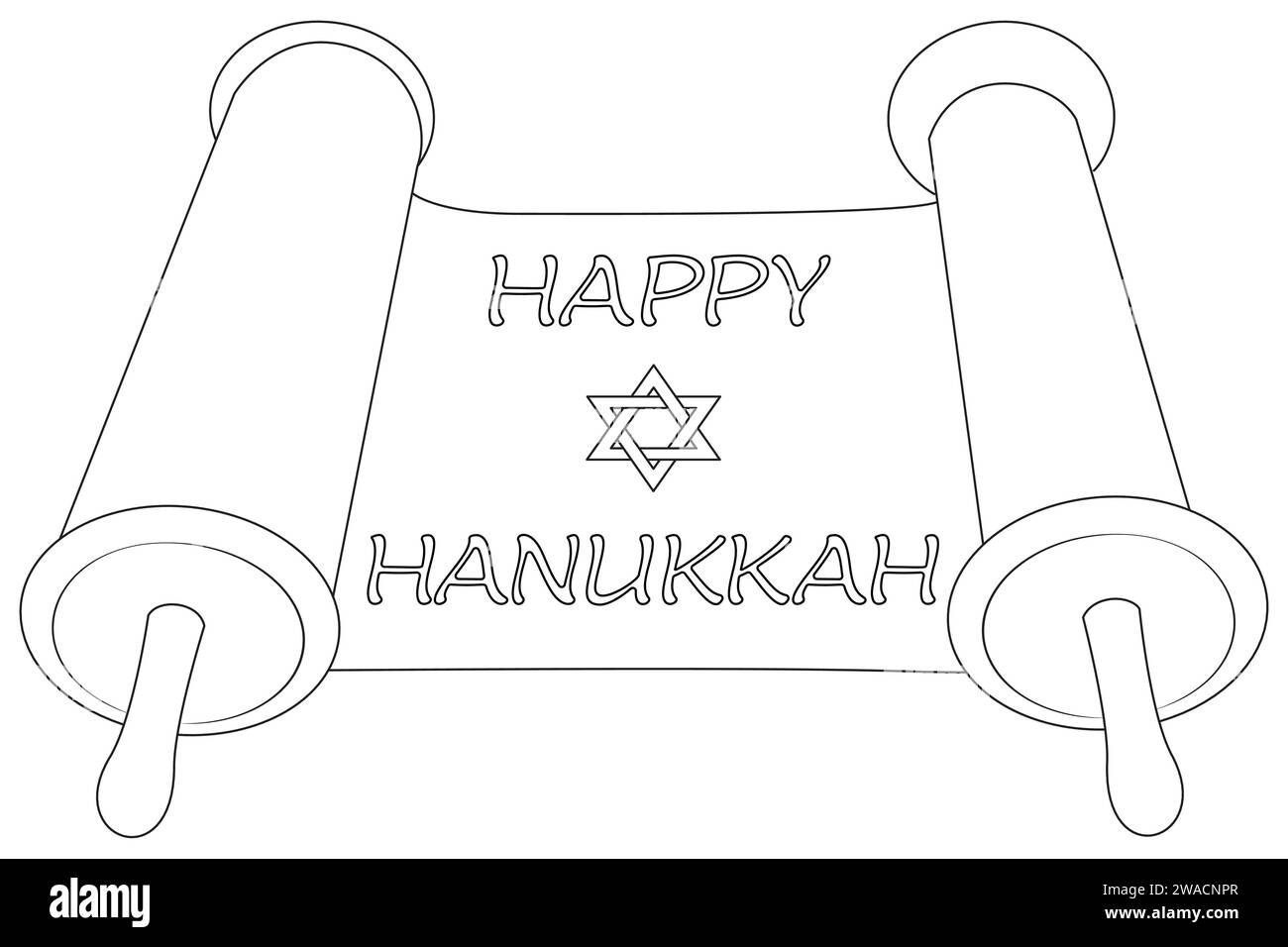 Torah scroll. Flat illustration of ancient Jewish bible book scroll of ...