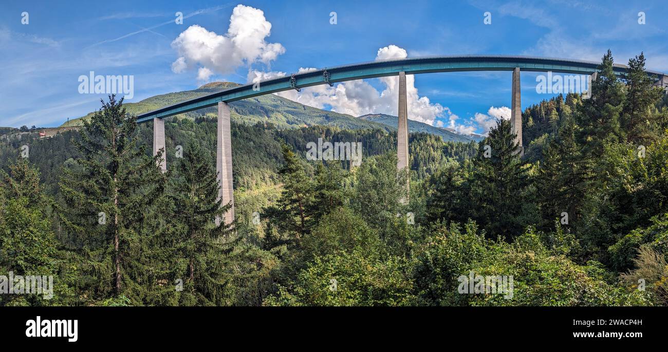 Iconic Europe Bridge of the famous Brenner Highway leading through the ...