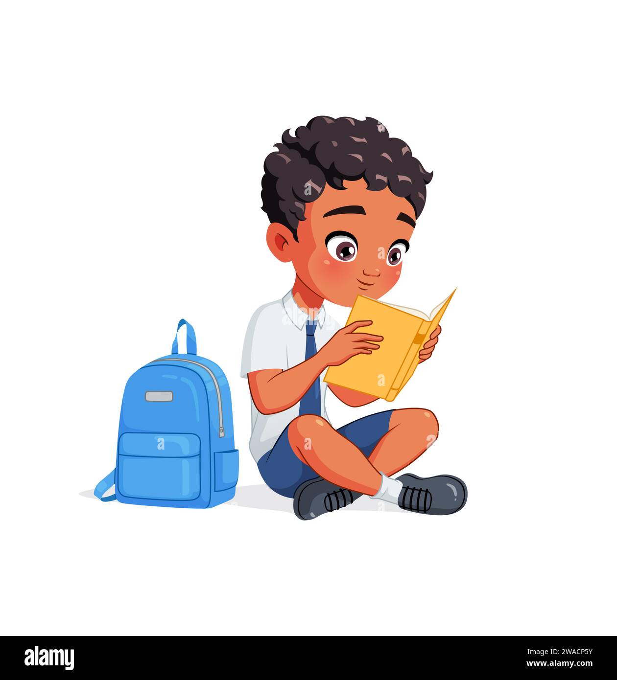 Cartoon Boy Reading Book