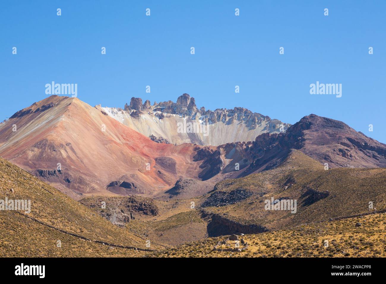 Tunupa volcano from Chatahuana viewpoint. Salar de Uyuni, Bolivia ...