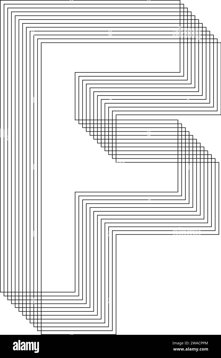 F Letter logo design element. 3D Geometric letter. Streetwear stile ...