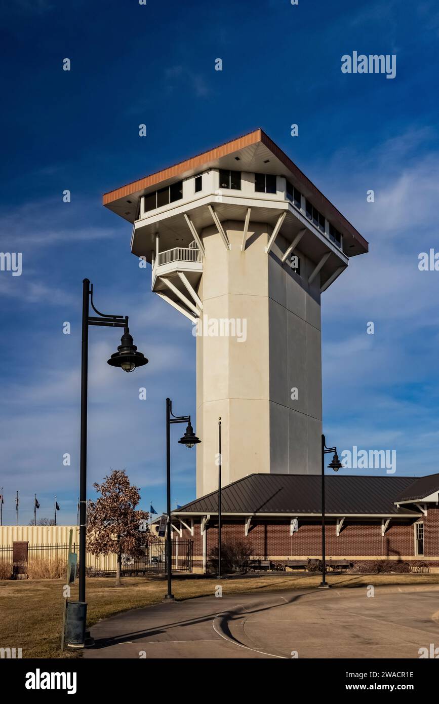 Golden Spike Tower and Visitor Center overlooking Bailey Yard, the ...