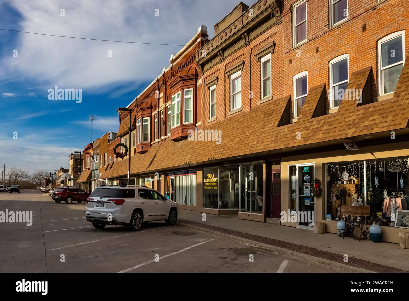 The Lincoln Highway passes through the downtown of Lisbon, Iowa, USA ...
