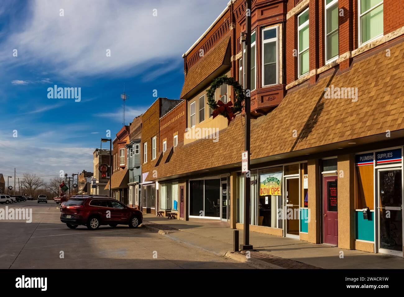 The Lincoln Highway passes through the downtown of Lisbon, Iowa, USA ...
