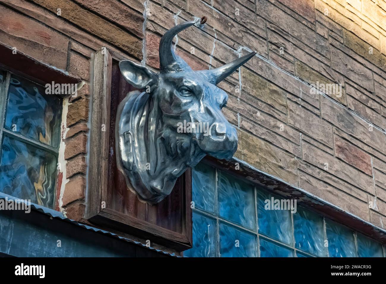 Bull sign for a bar, where the Lincoln Highway passes through the ...