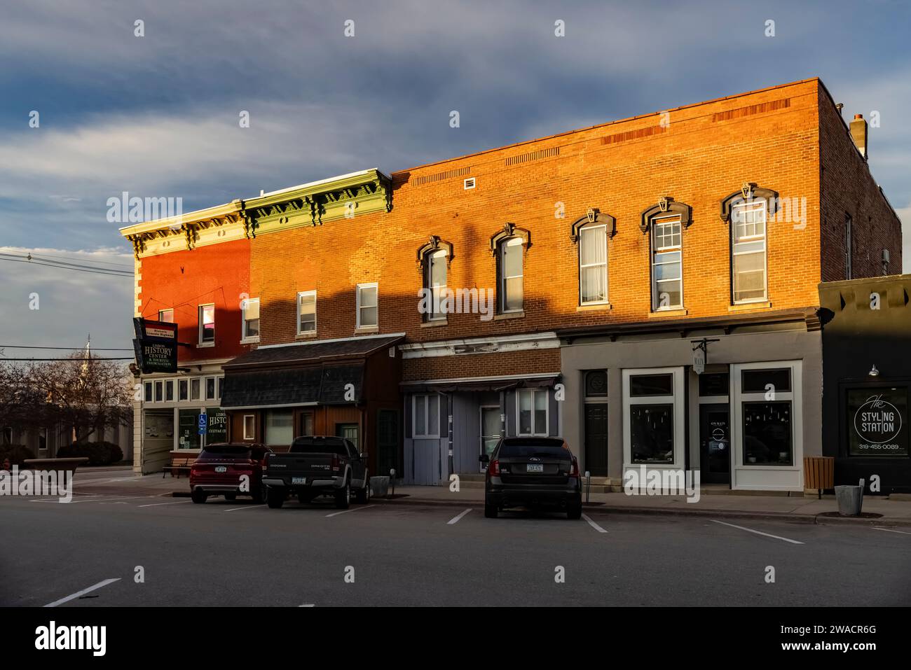 The Lincoln Highway passes through the downtown of Lisbon, Iowa, USA ...