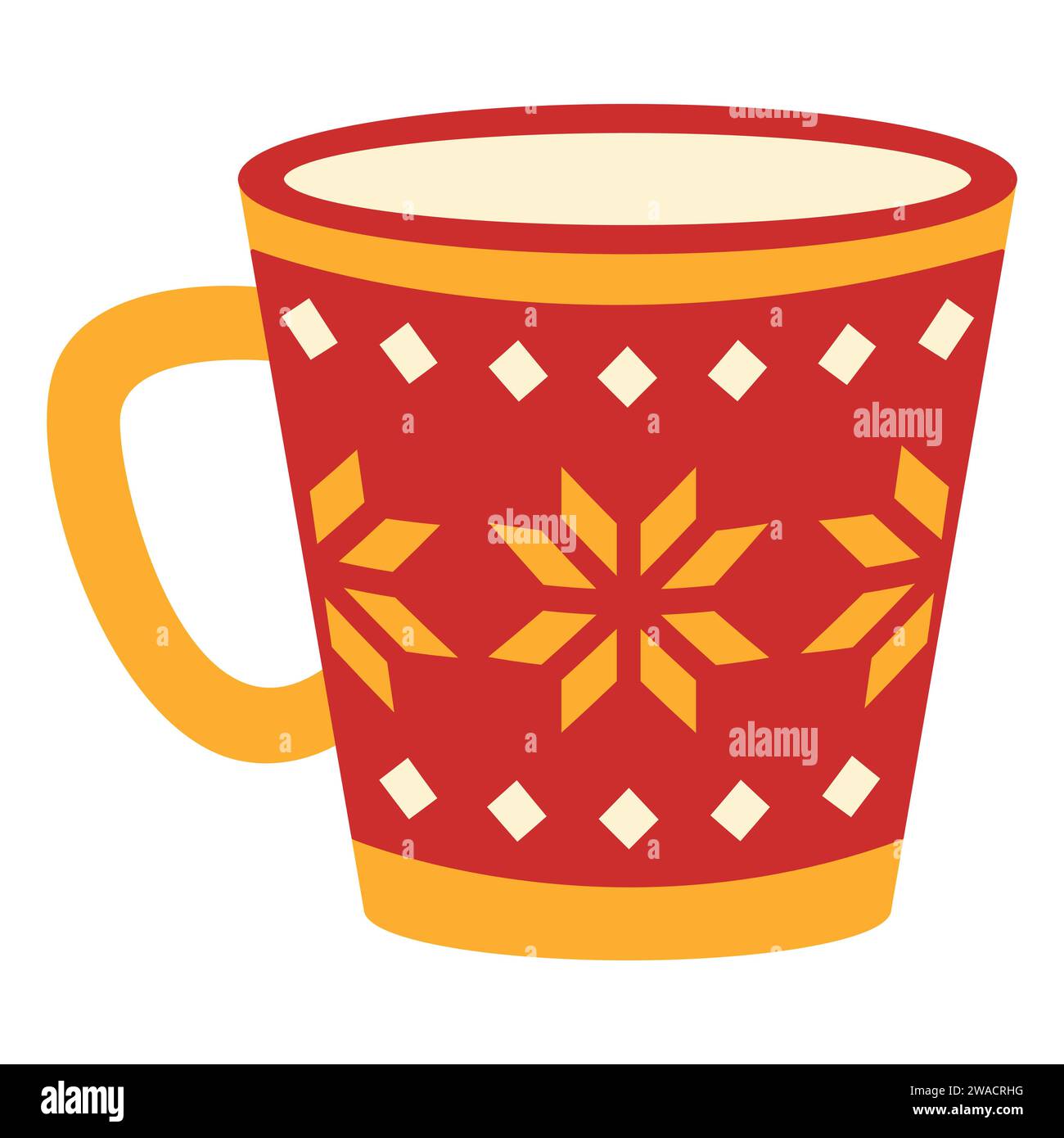 Cute holiday mug with ornament. Christmas coffee mug in flat style ...
