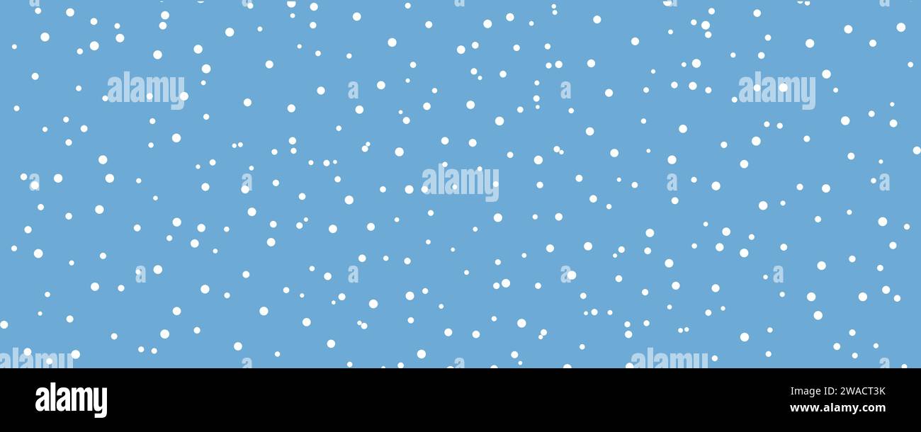 White snow falling on sky blue background seamless pattern. Flat style ...