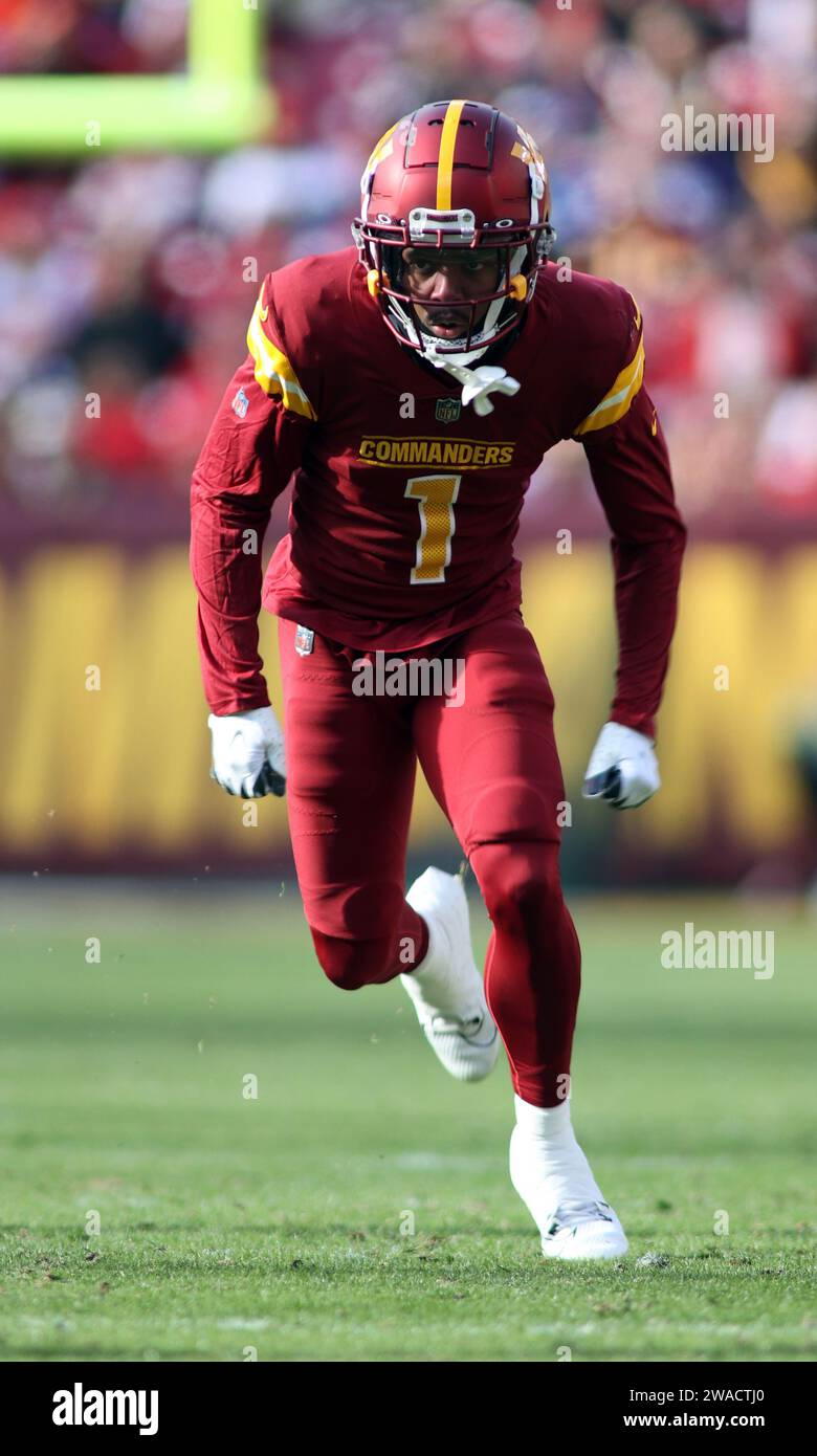 Washington Commanders wide receiver Jahan Dotson (1) runs during an NFL ...
