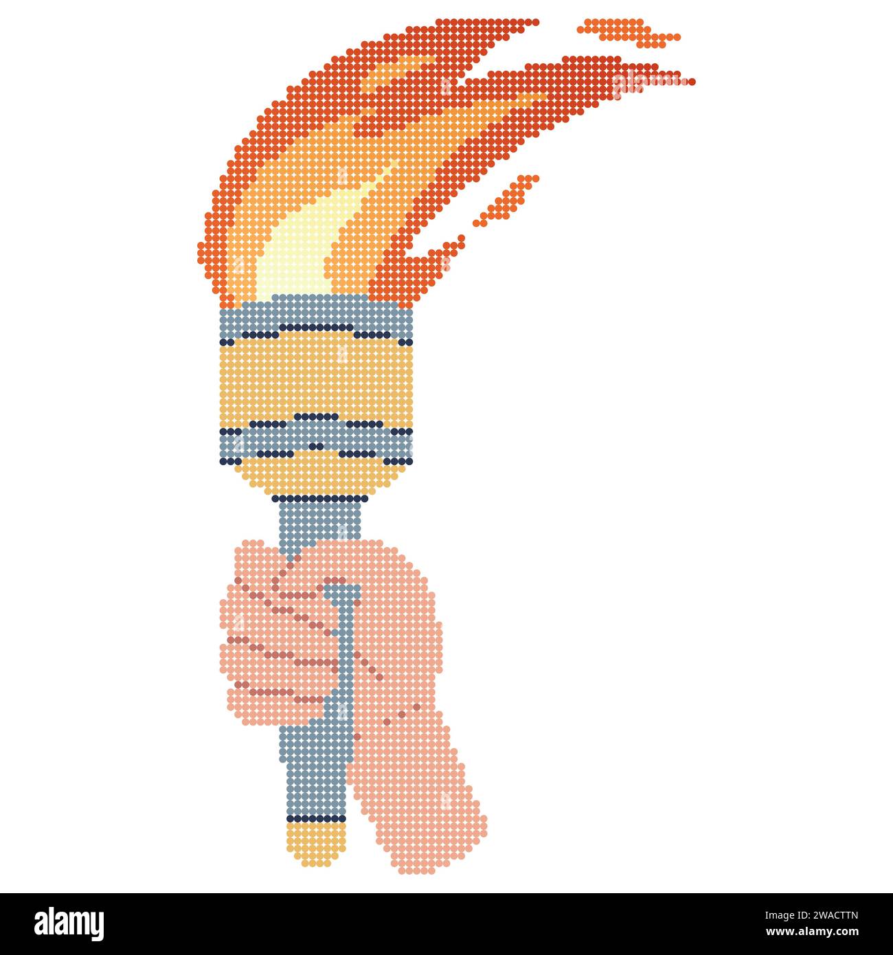 Pixel dot art style Hand holding a torch. Sport symbol, flat vector ...