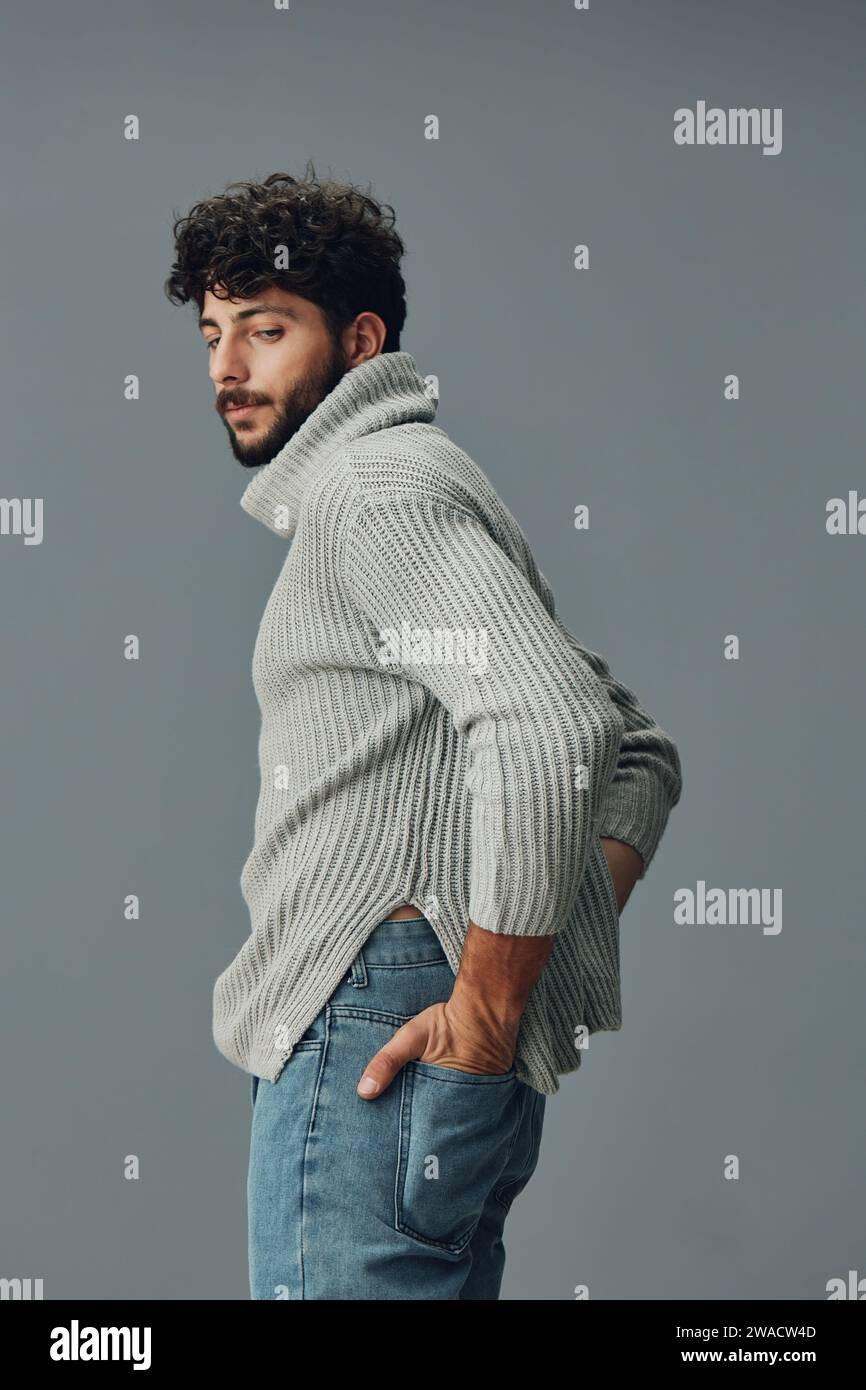 Fashionable young caucasian handsome adult portrait men person male ...