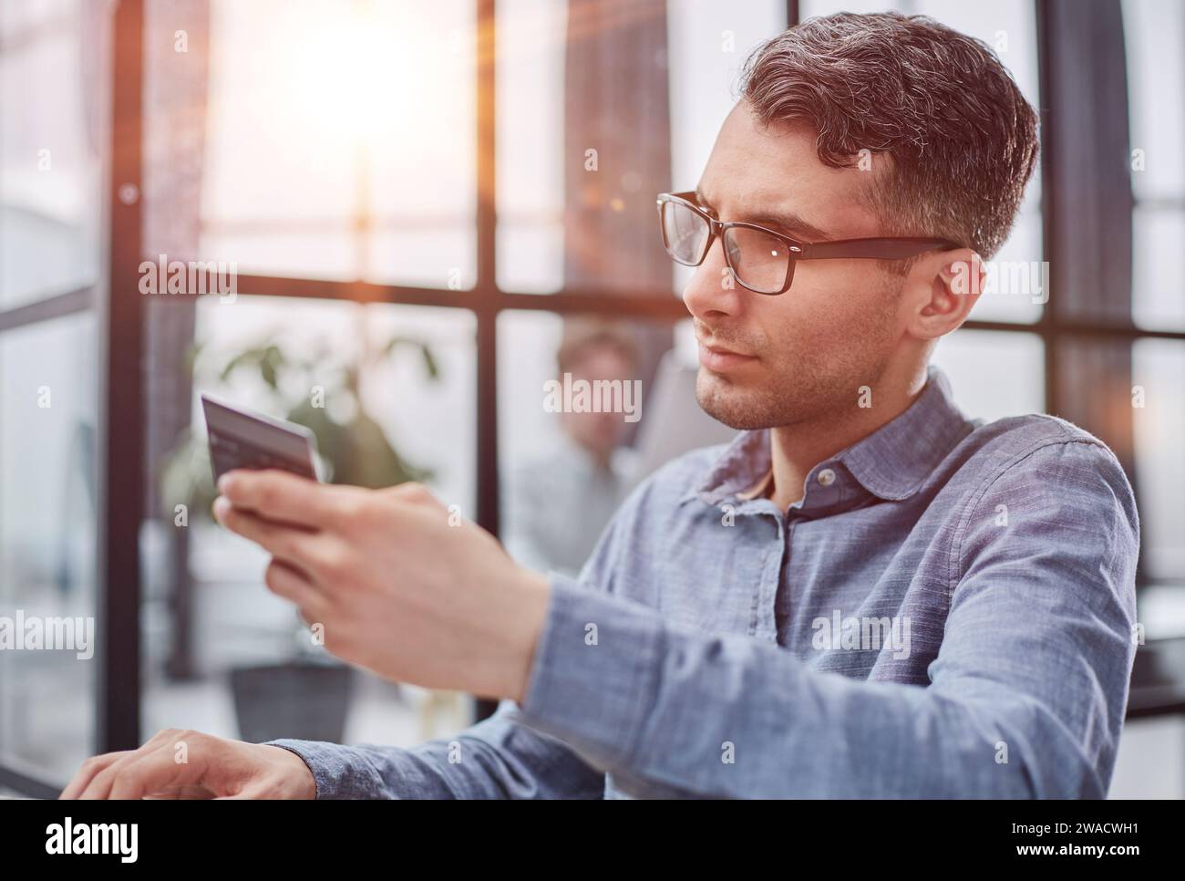 Side view ceo businessman using typing on computer pc laptop working in ...