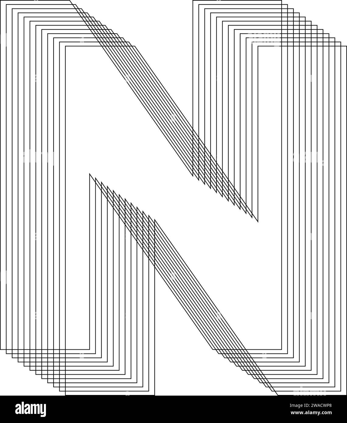 N Letter logo design element. 3D Geometric letter. Streetwear stile ...