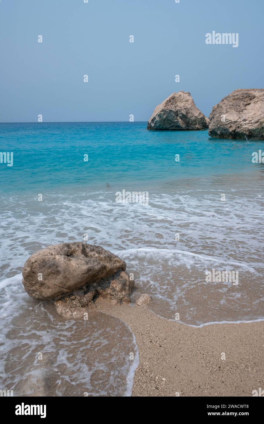 Amazing view of Kathisma Beach at Lefkada, Ionian Islands, Greece Stock ...