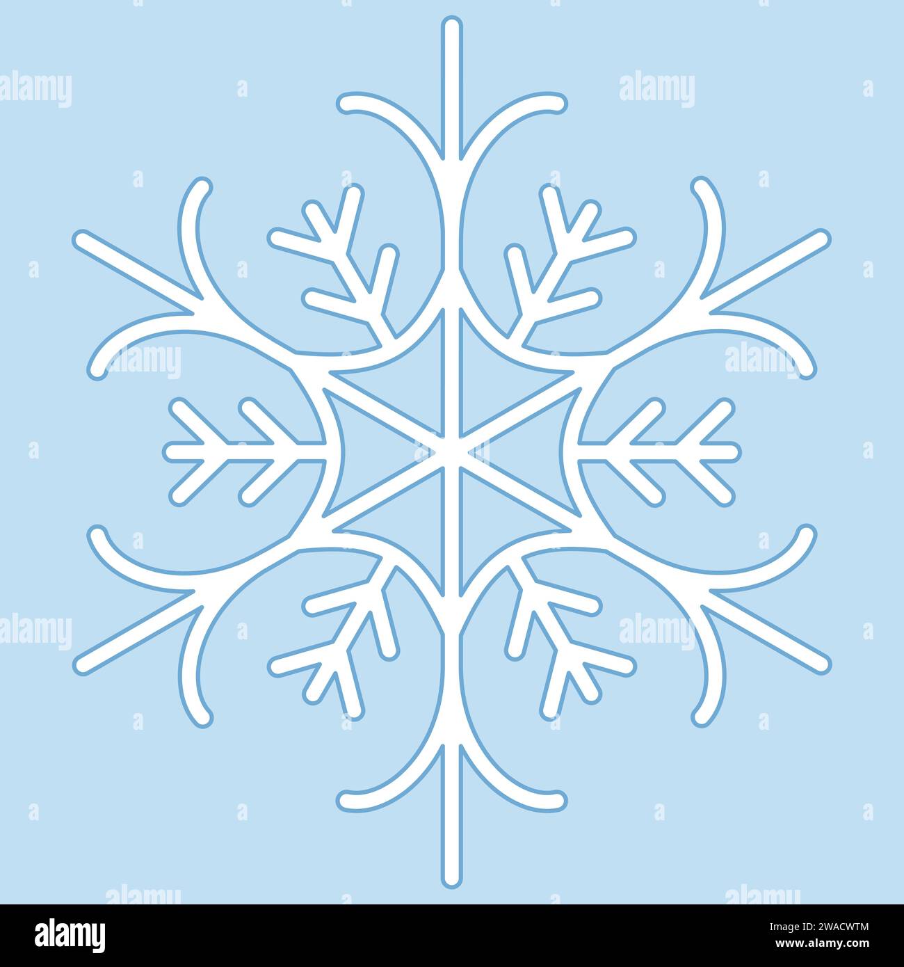 Cute snowflake isolated on blue background. Flat snow icons, silhouette ...