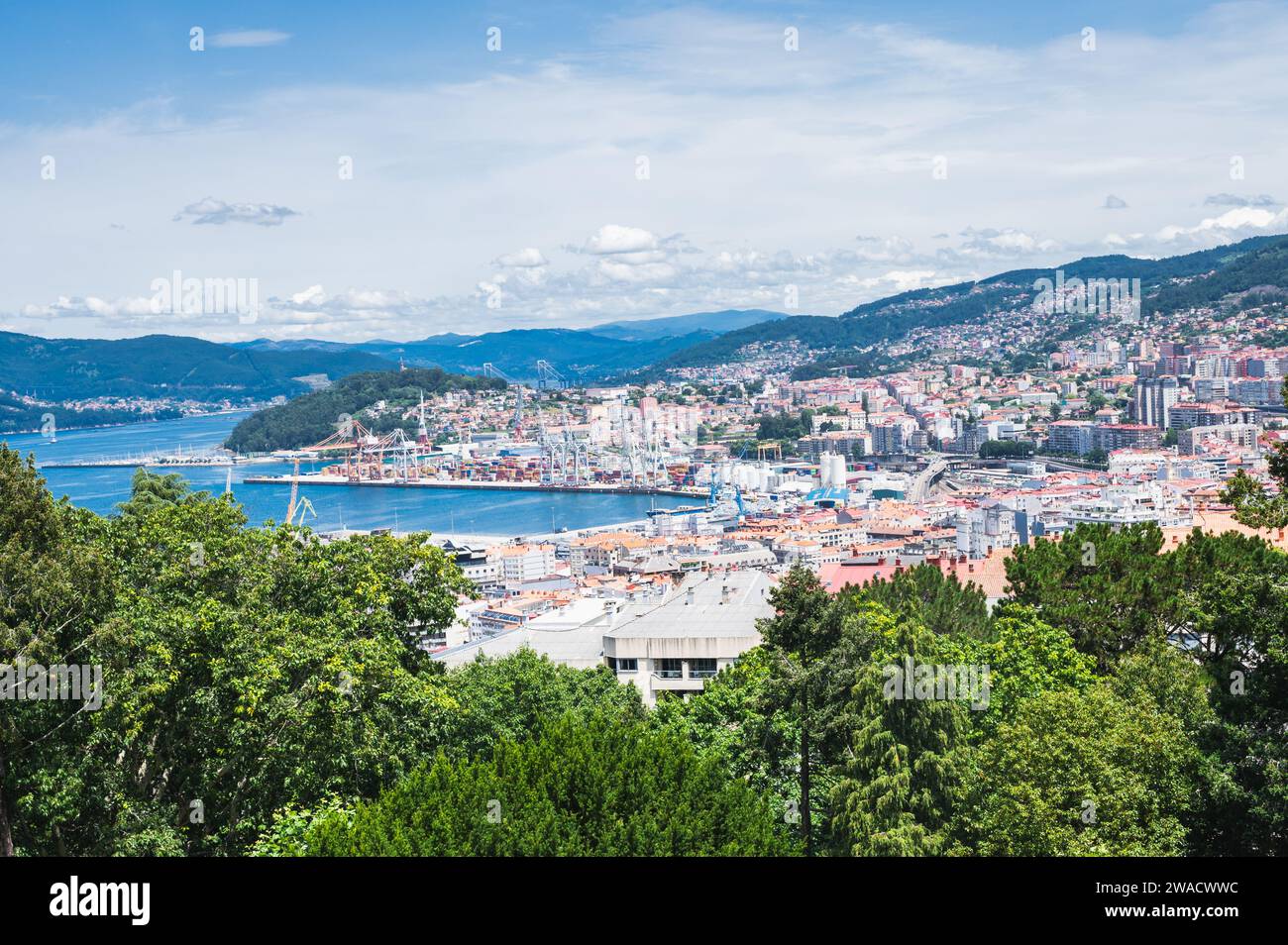 The view from the hill in Parque Monte del Castro, park located on a ...