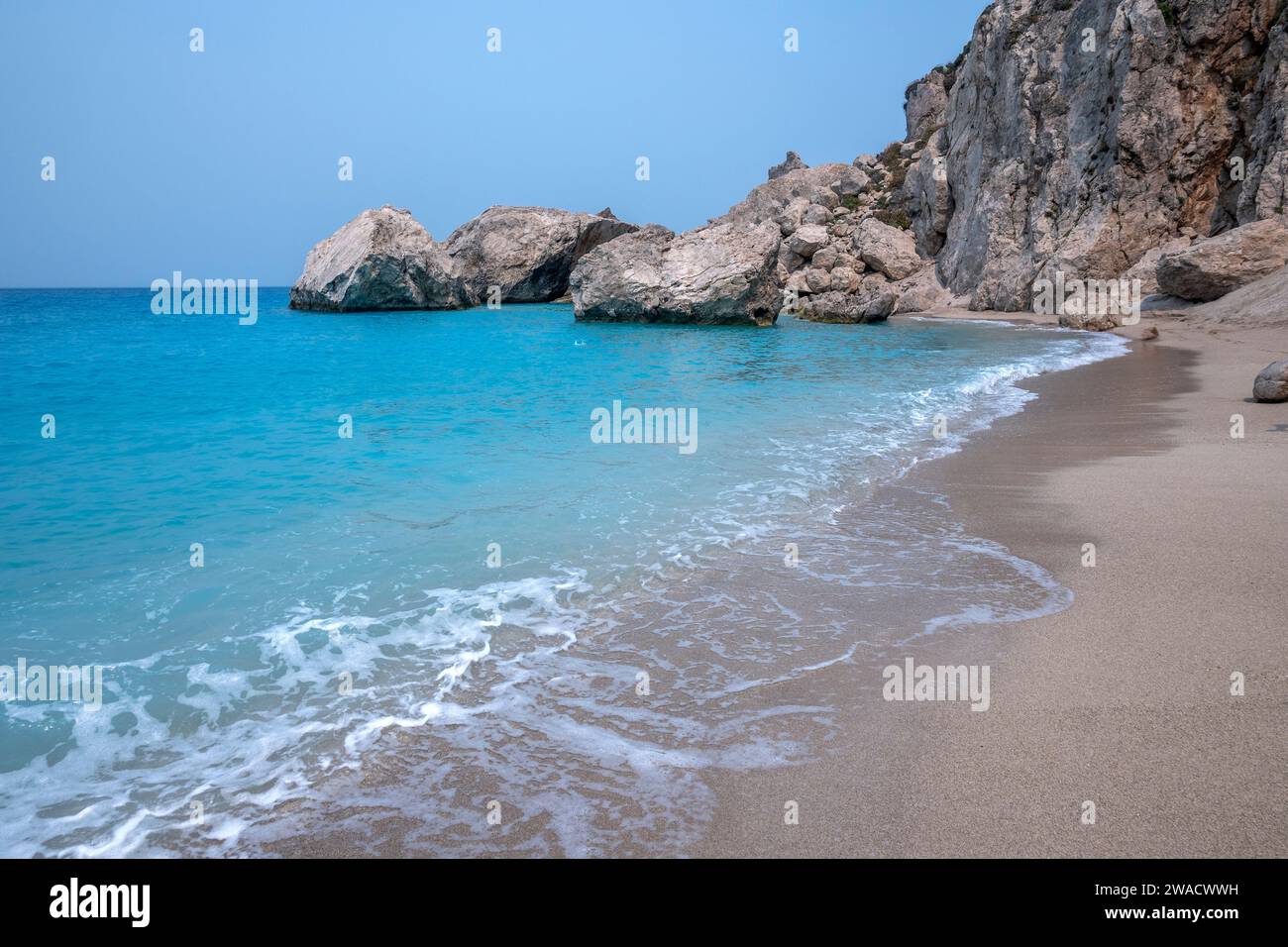 Amazing view of Kathisma Beach at Lefkada, Ionian Islands, Greece Stock ...
