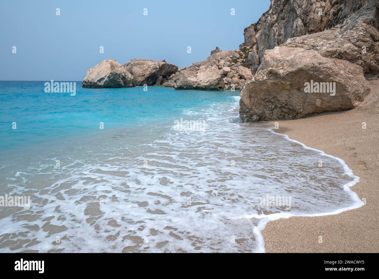 Amazing view of Kathisma Beach at Lefkada, Ionian Islands, Greece Stock ...