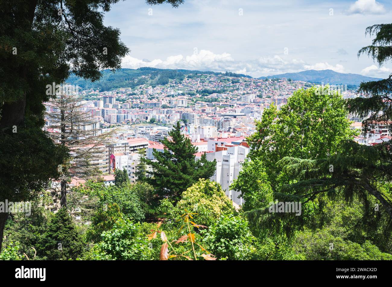The view from the hill in Parque Monte del Castro, park located on a ...