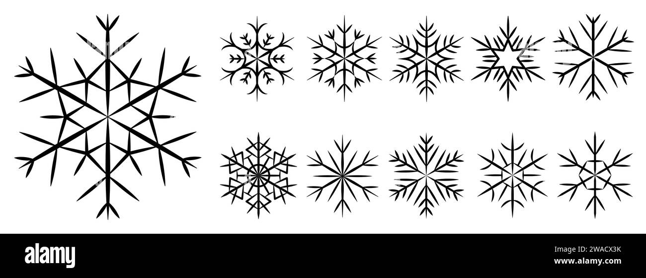 Cute snowflake isolated on white background. Flat snow icons ...