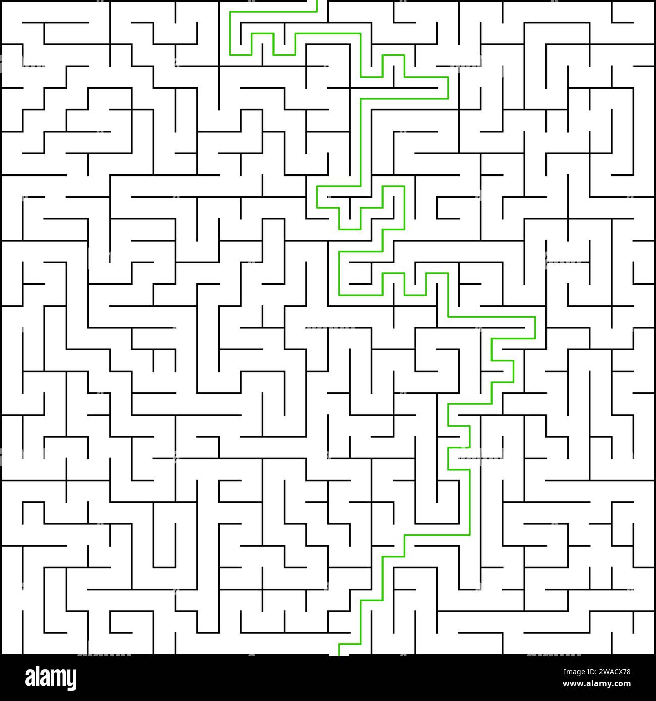 Education logic game labyrinth for kids. Find right way. Isolated simple square maze black line ...