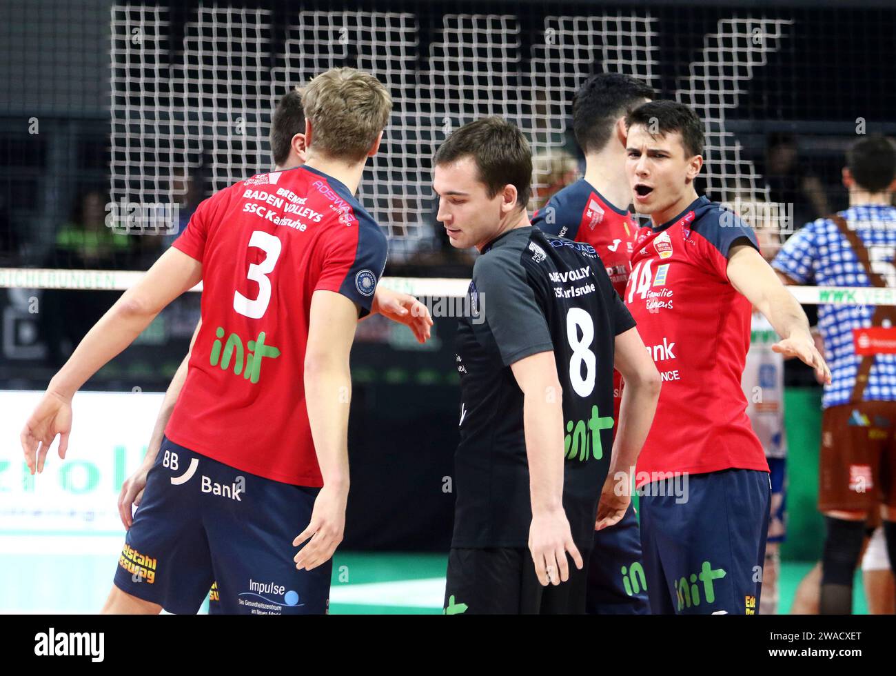 Karlsruher Freude ueber Punktgewinn, He-Volleyballl, Bundesliga 20223/ ...