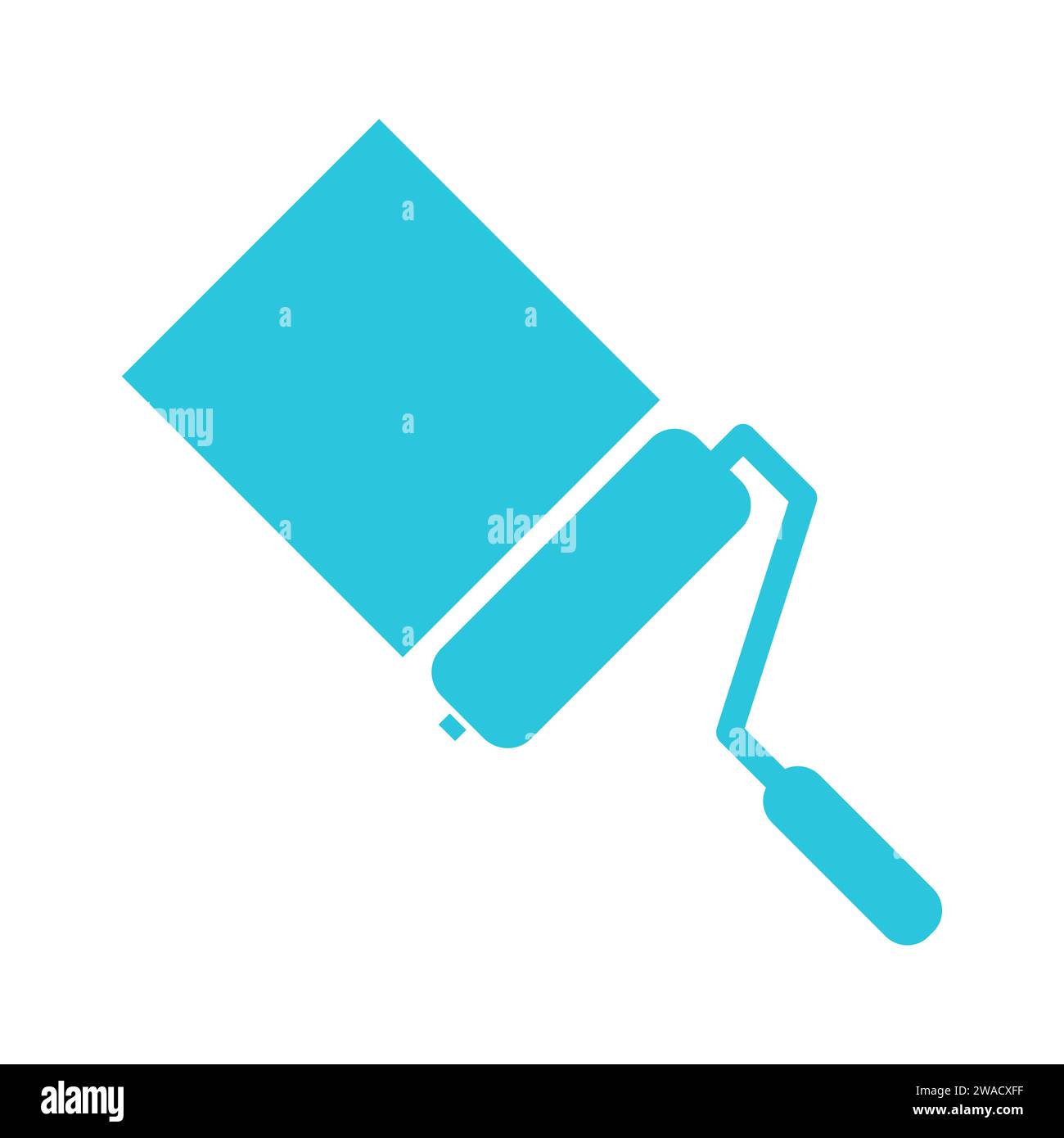 Freshly Painted wall - painting roller icon on white background. Symbol ...