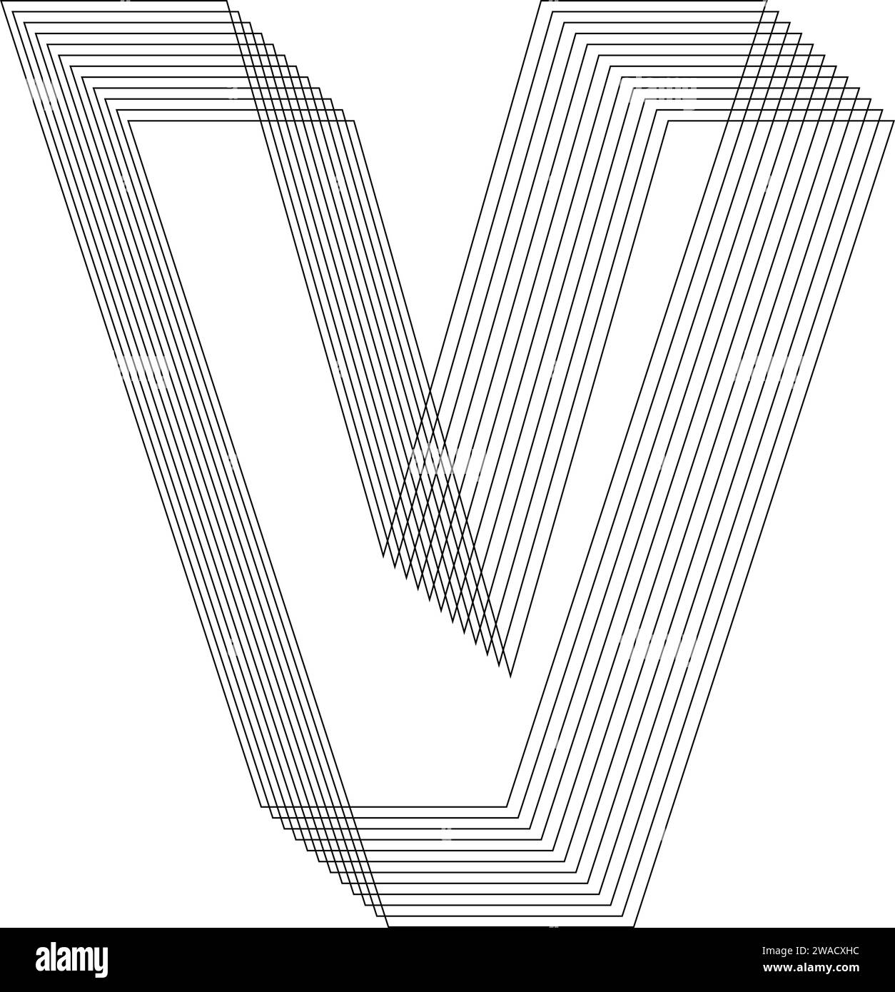 V Letter logo design element. 3D Geometric letter. Streetwear stile ...