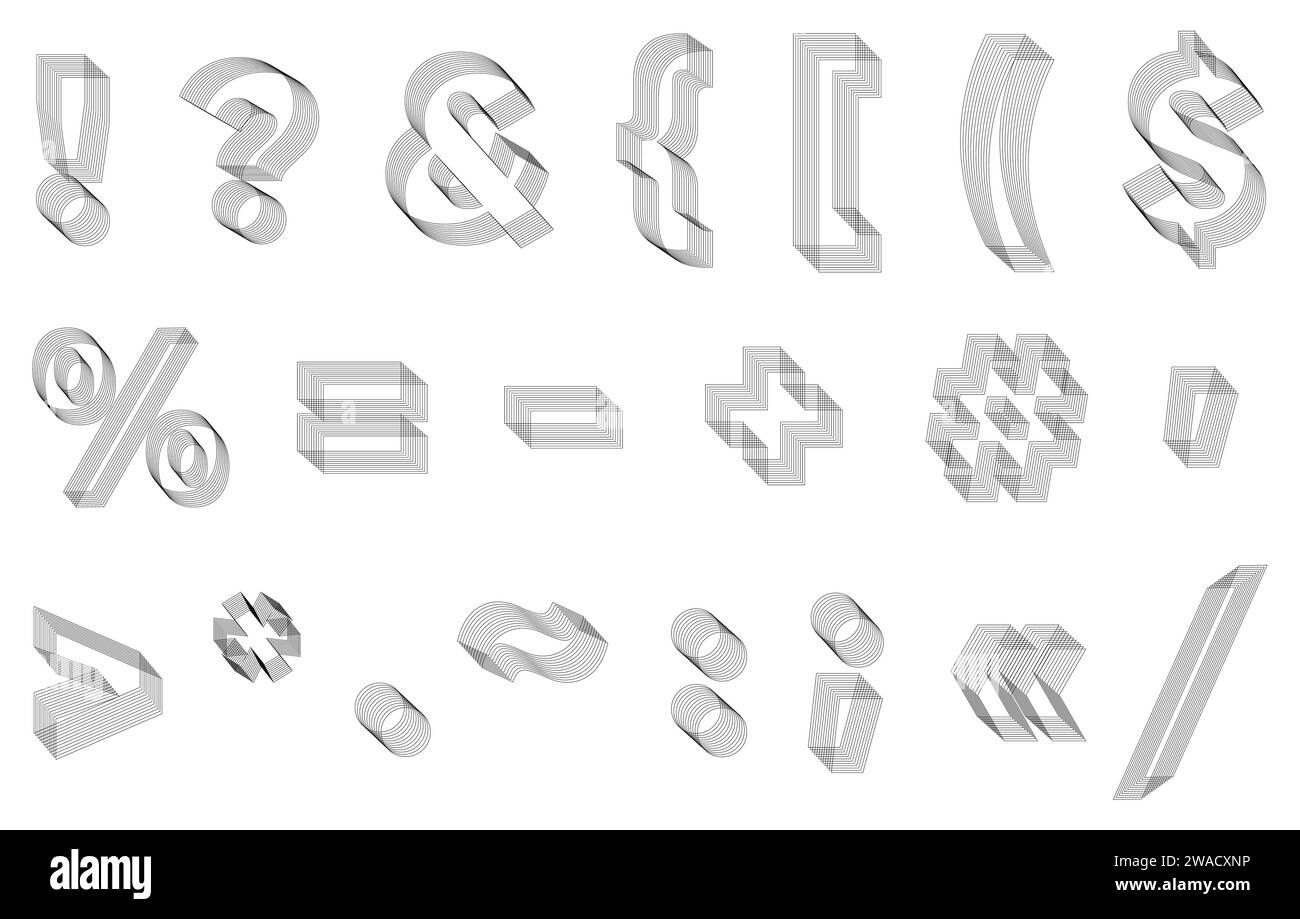 Punctuation marks design element. 3D Geometric letter. Streetwear stile ...