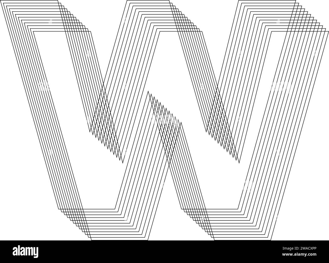 W Letter logo design element. 3D Geometric letter. Streetwear stile ...