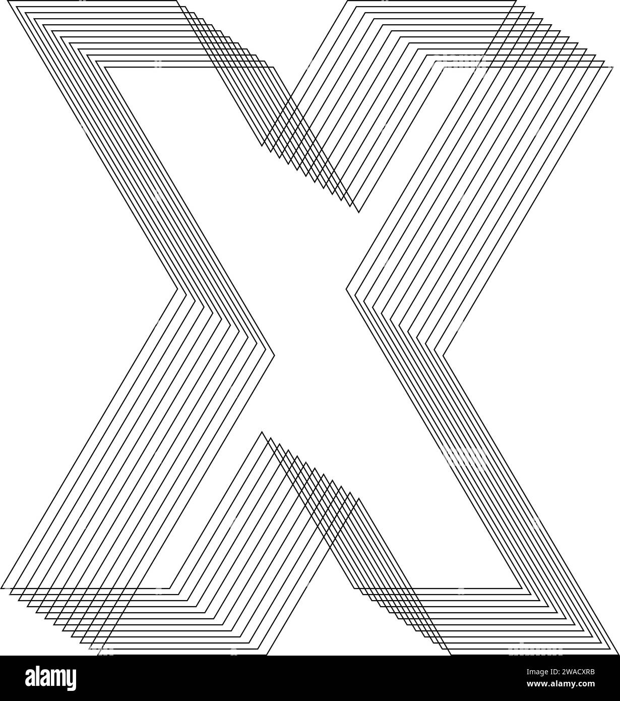 X Letter logo design element. 3D Geometric letter. Streetwear stile ...