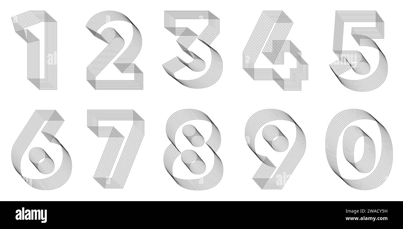 Numbers logo design element. 3D Geometric numbers. Streetwear stile ...