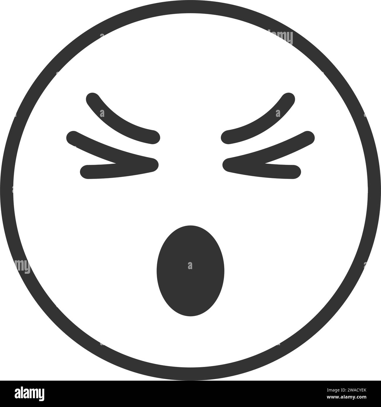 Face with confounded emotion, closed eyes, open mouth and scrunched ...