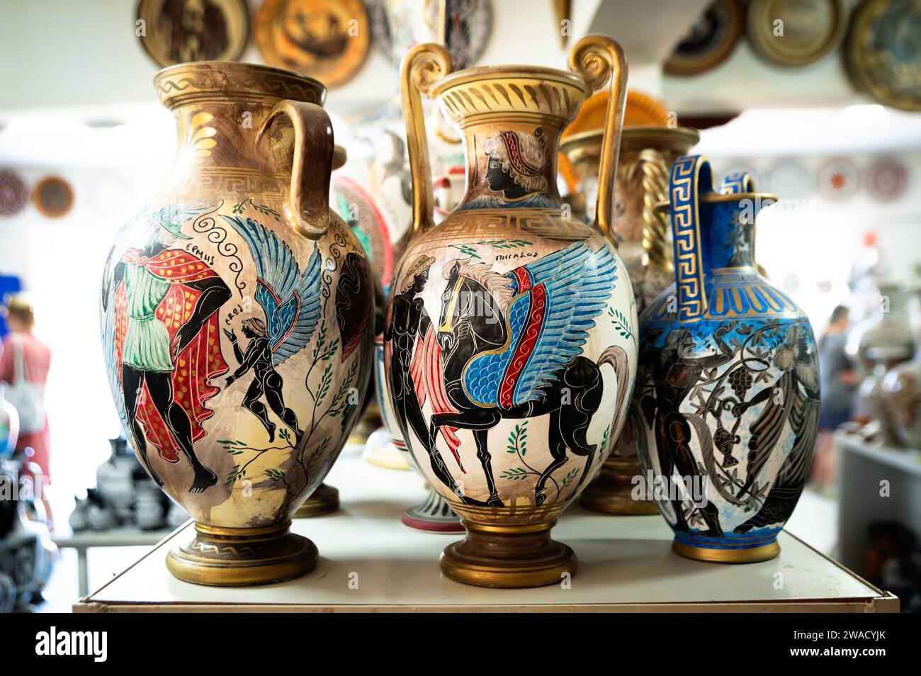 October 19 3023, Rhodes, Greece : antique greek pottery with typical ...