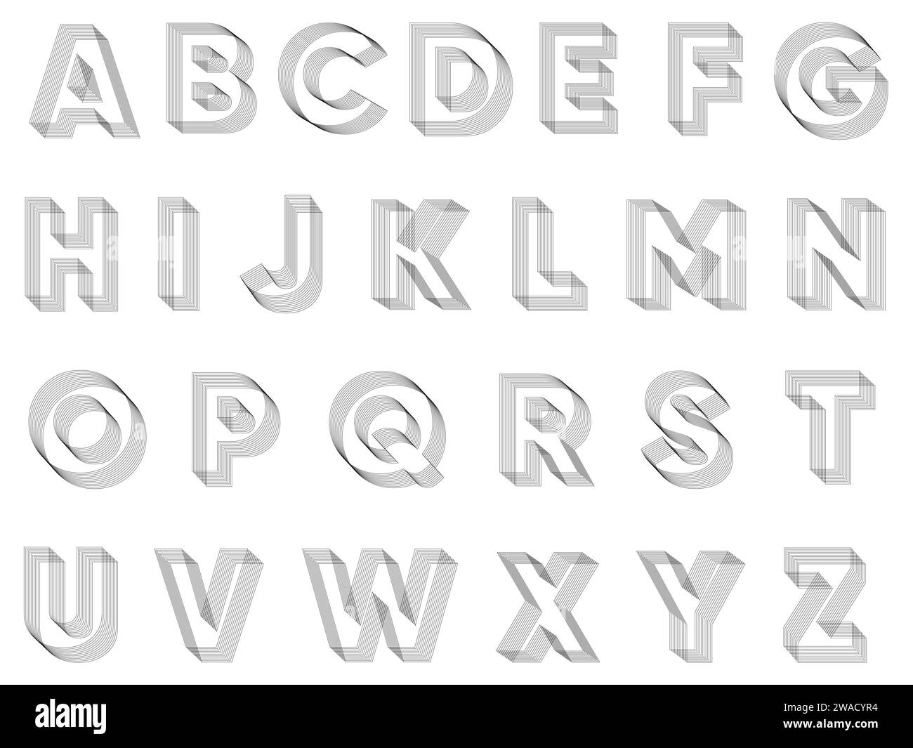 Abstract 3D Geometric alphabet fly on white background. Streetwear ...