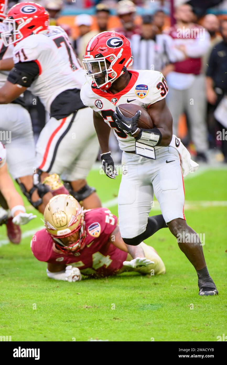 MIAMI GARDENS, FL - DECEMBER 30: Georgia running back Daijun Edwards ...