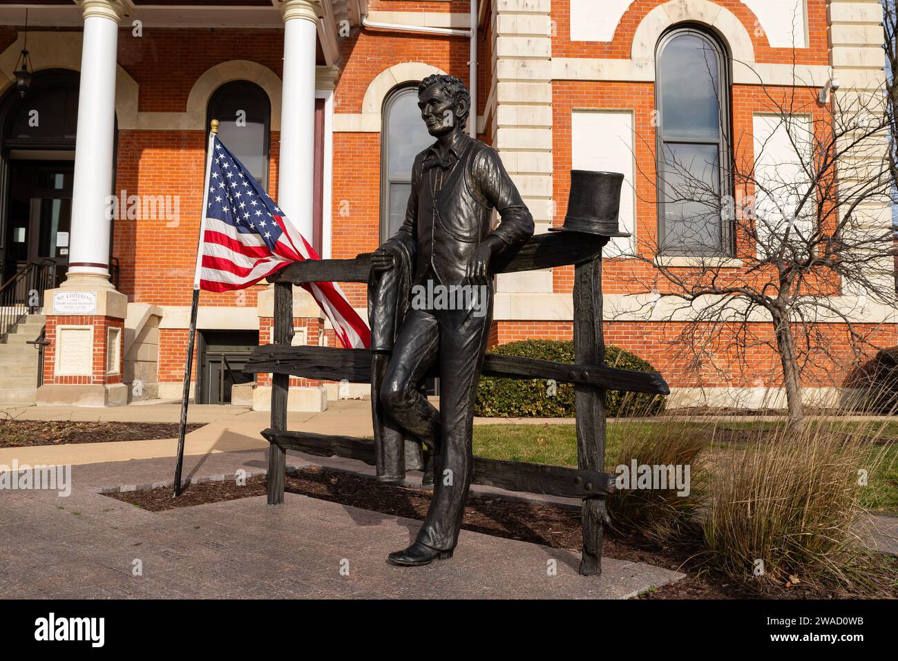 Pontiac, Illinois - United States - January 2nd, 2024: Statue "Young Mr ...