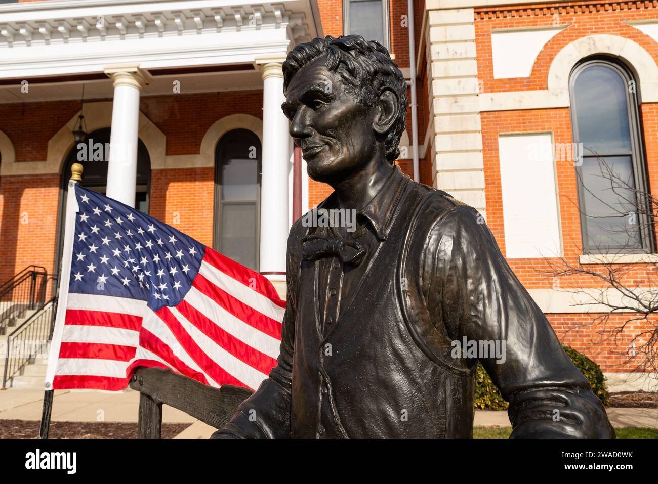 Pontiac, Illinois - United States - January 2nd, 2024: Statue "Young Mr ...