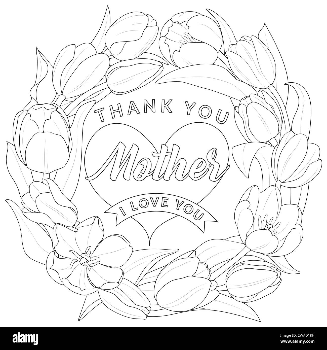 Mothers Day Wreath Mothers Day Greeting Card With Beautiful Blossom