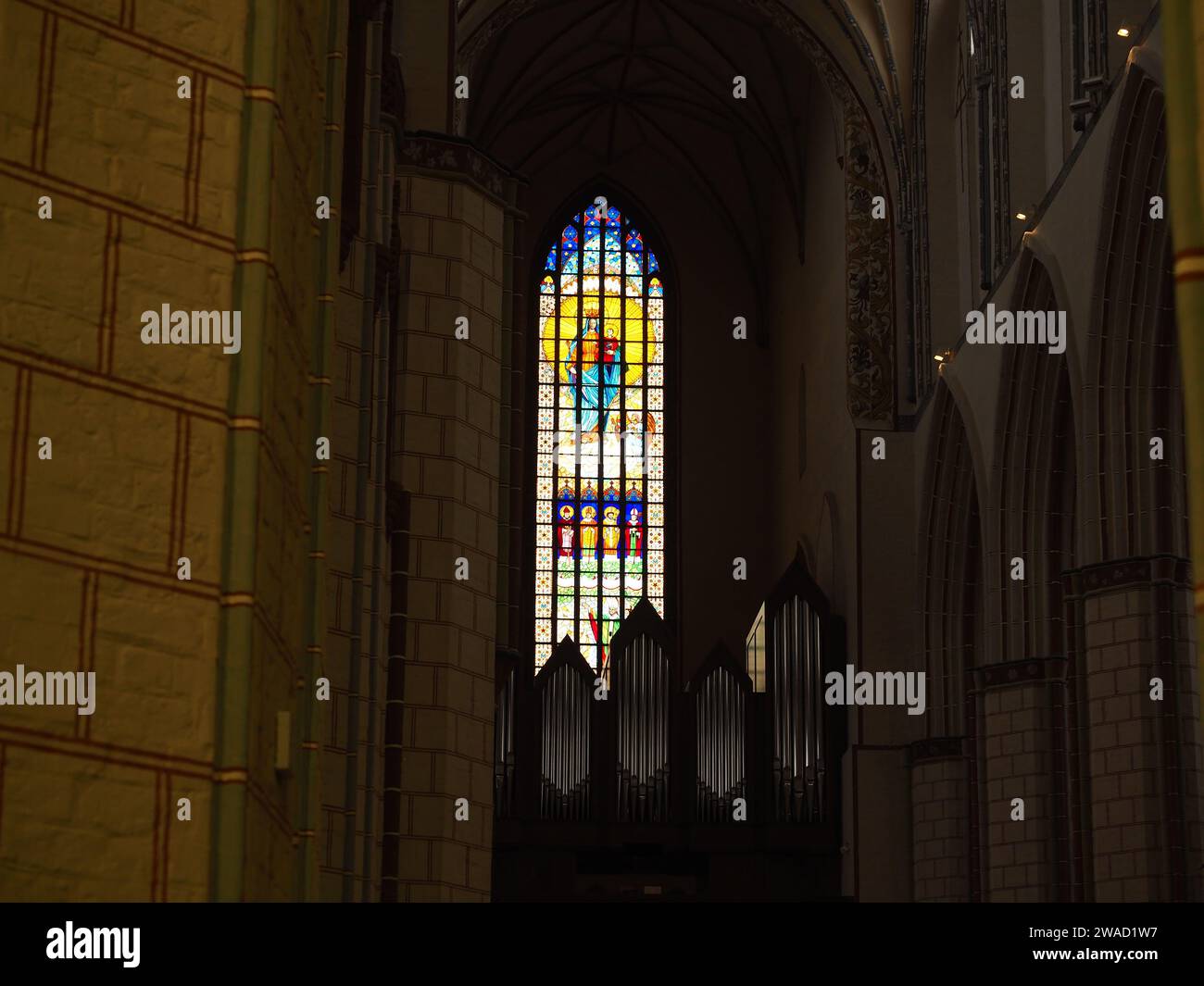 The stained glass window of St. Mary's Church, Stargard Szczecin Poland ...
