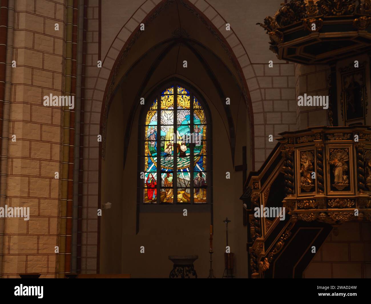 The stained glass window of St. Mary's Church, Stargard Szczecin Poland ...