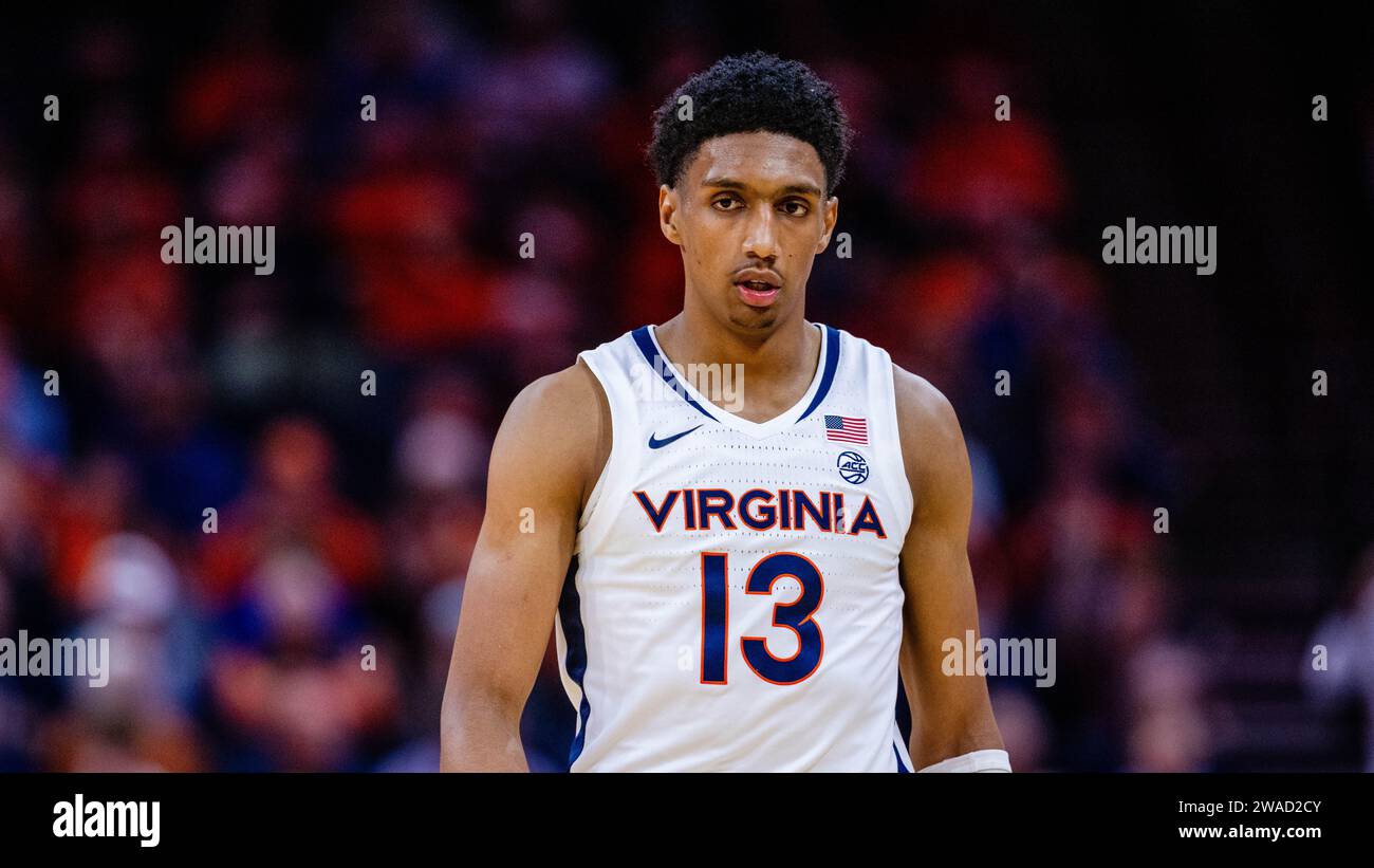 Charlottesville, VA, USA. 3rd Jan, 2024. Virginia Cavaliers guard Ryan ...