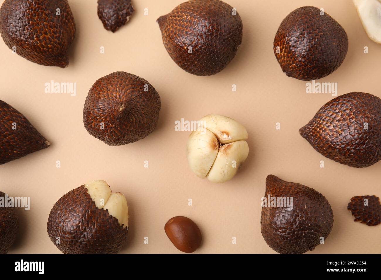 Fresh salak fruits on beige background, flat lay Stock Photo - Alamy